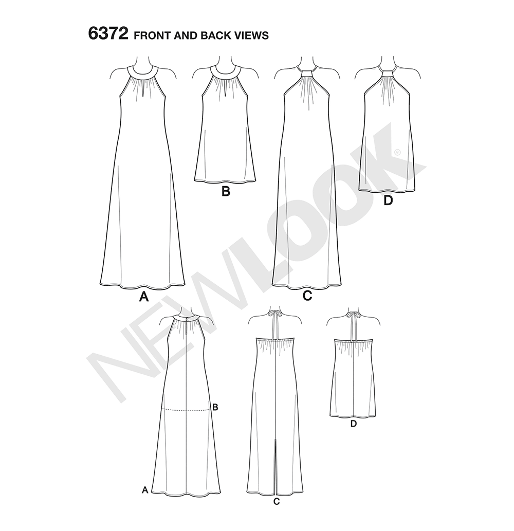 N6372 | New Look Sewing Pattern Misses' Dresses Each in Two Lengths ...