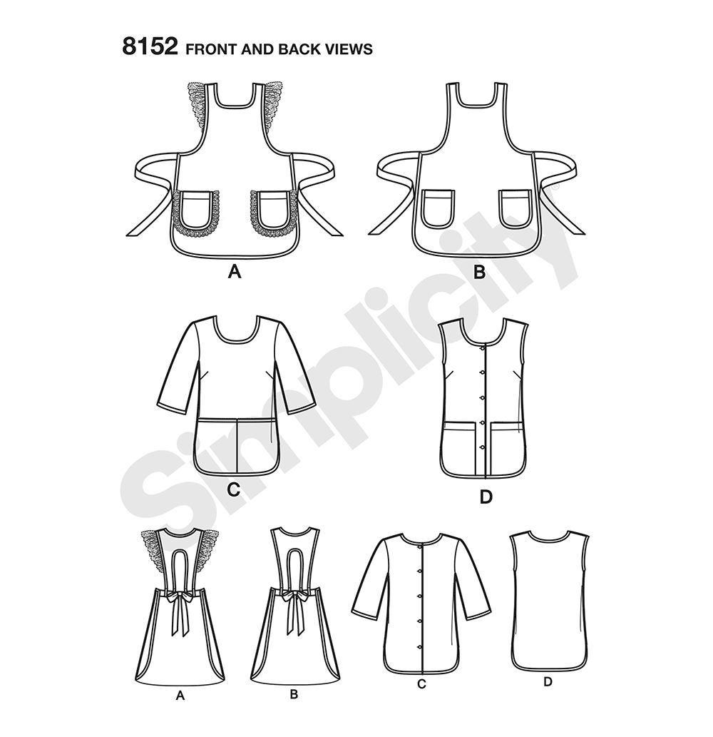 S8152 | Simplicity Sewing Pattern Misses' Vintage 1970s Aprons | Simplicity