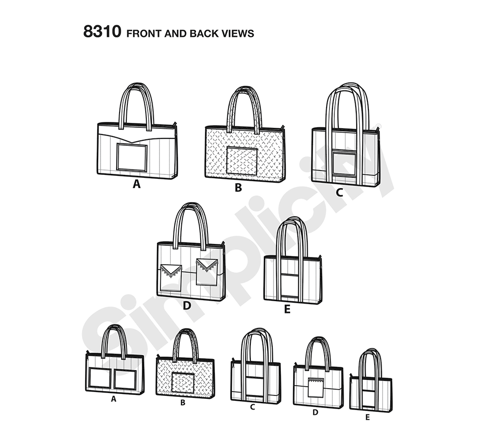 S8310 | Simplicity Sewing Pattern Quilted Bags in Three Sizes | Simplicity