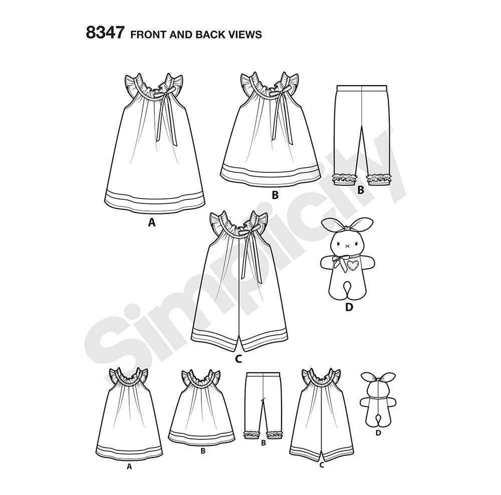 S8347 | Simplicity Sewing Pattern Toddlers' Dress, Top, Knit Capris ...