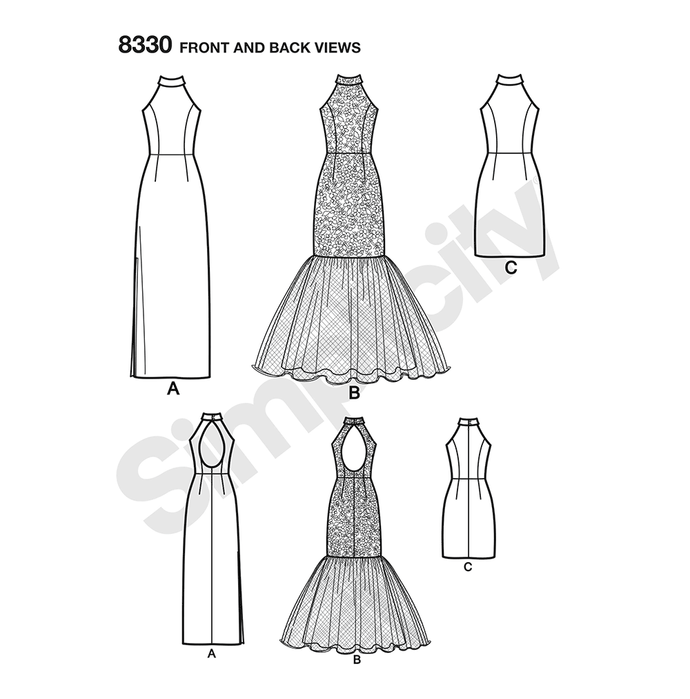S8330 | Simplicity Sewing Pattern Misses' Dress with Skirt and Back ...