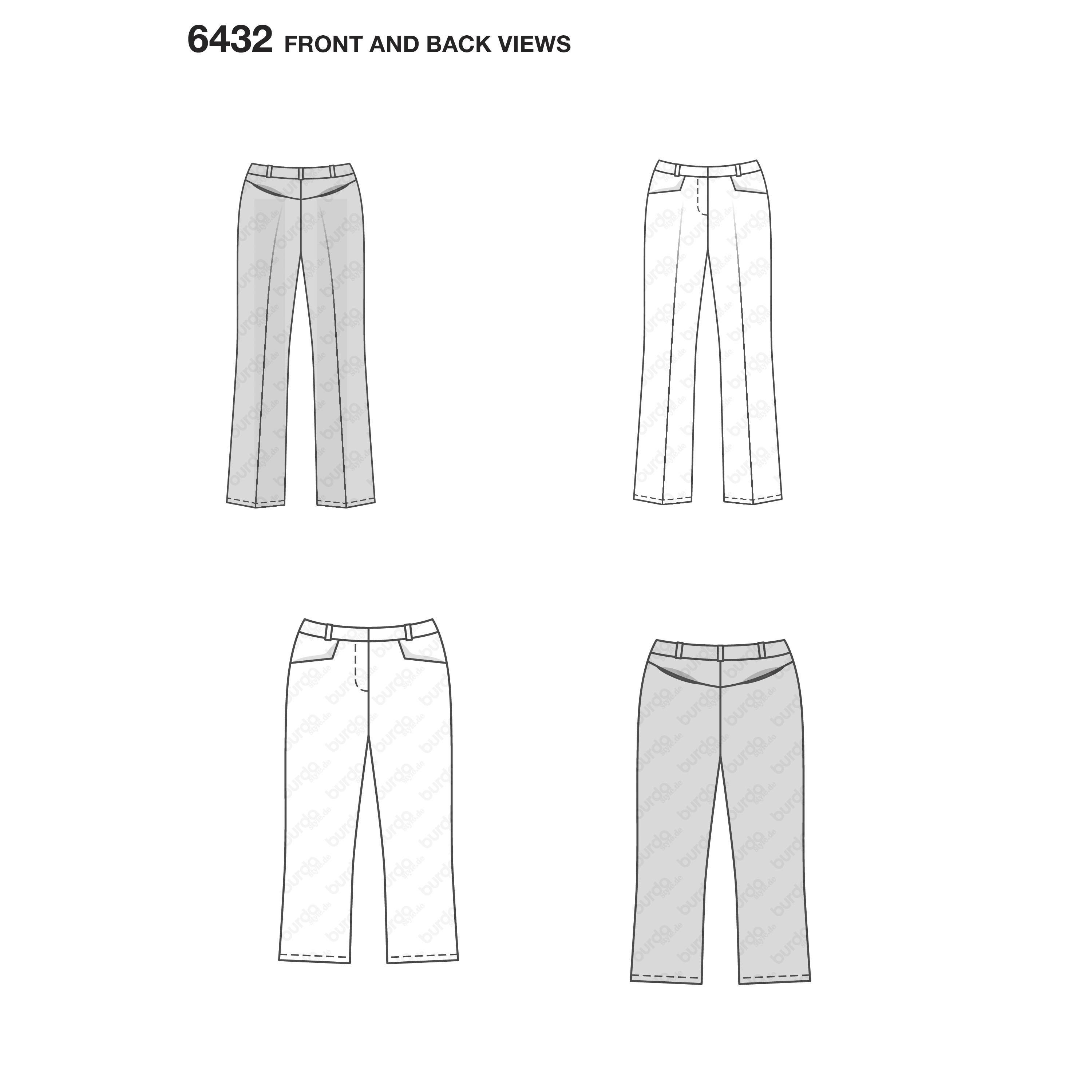 BUR6432 | Burda Style Sewing Pattern Misses' Dress Pants | Burda Style