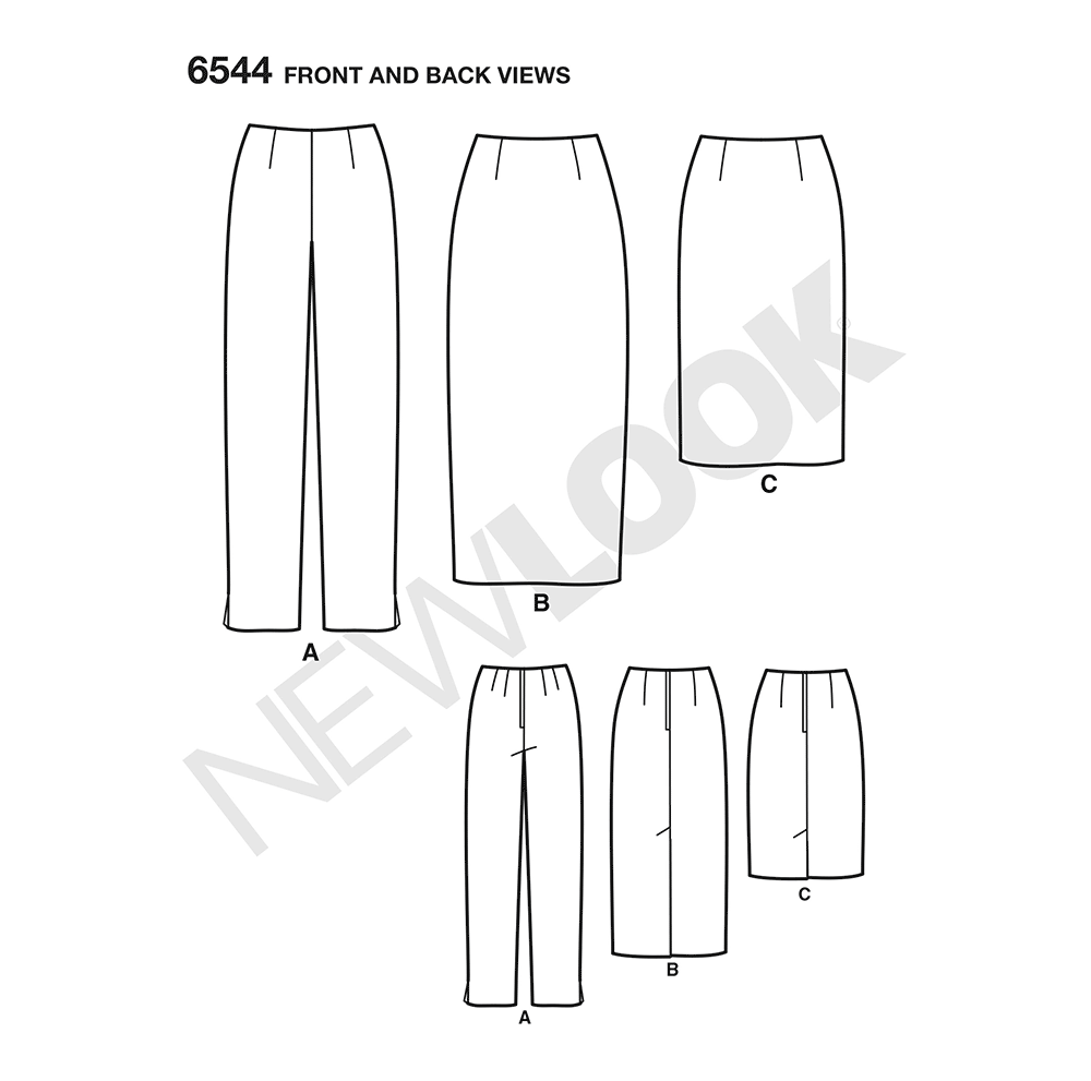 N6544 | New Look Sewing Pattern Misses' Skirts and Pants | New Look