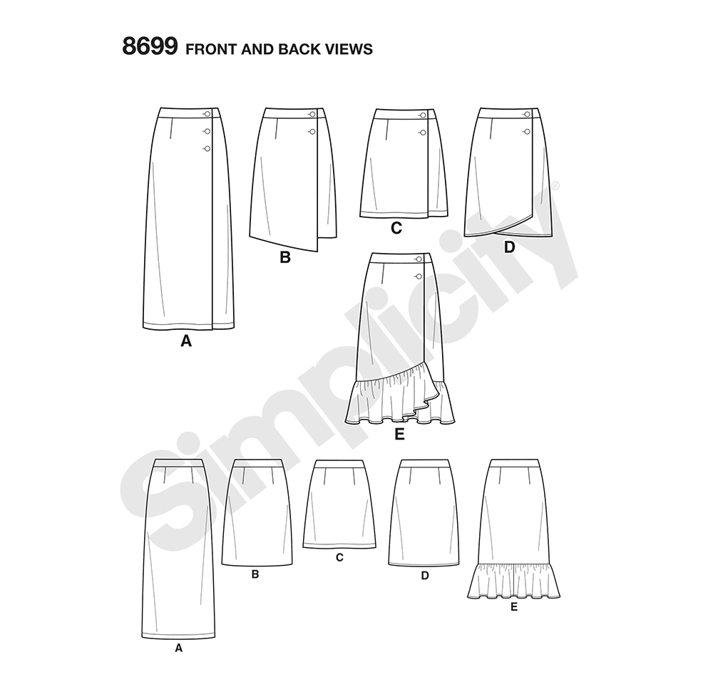 S8699 | Simplicity Sewing Pattern Misses' Wrap Skirts with Length ...