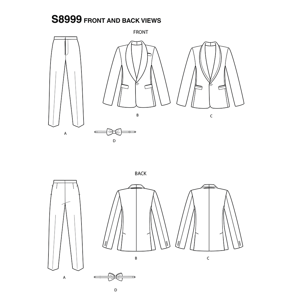 S8899 | Simplicity Sewing Pattern Men's Tuxedo Jackets, Pants and Bow ...