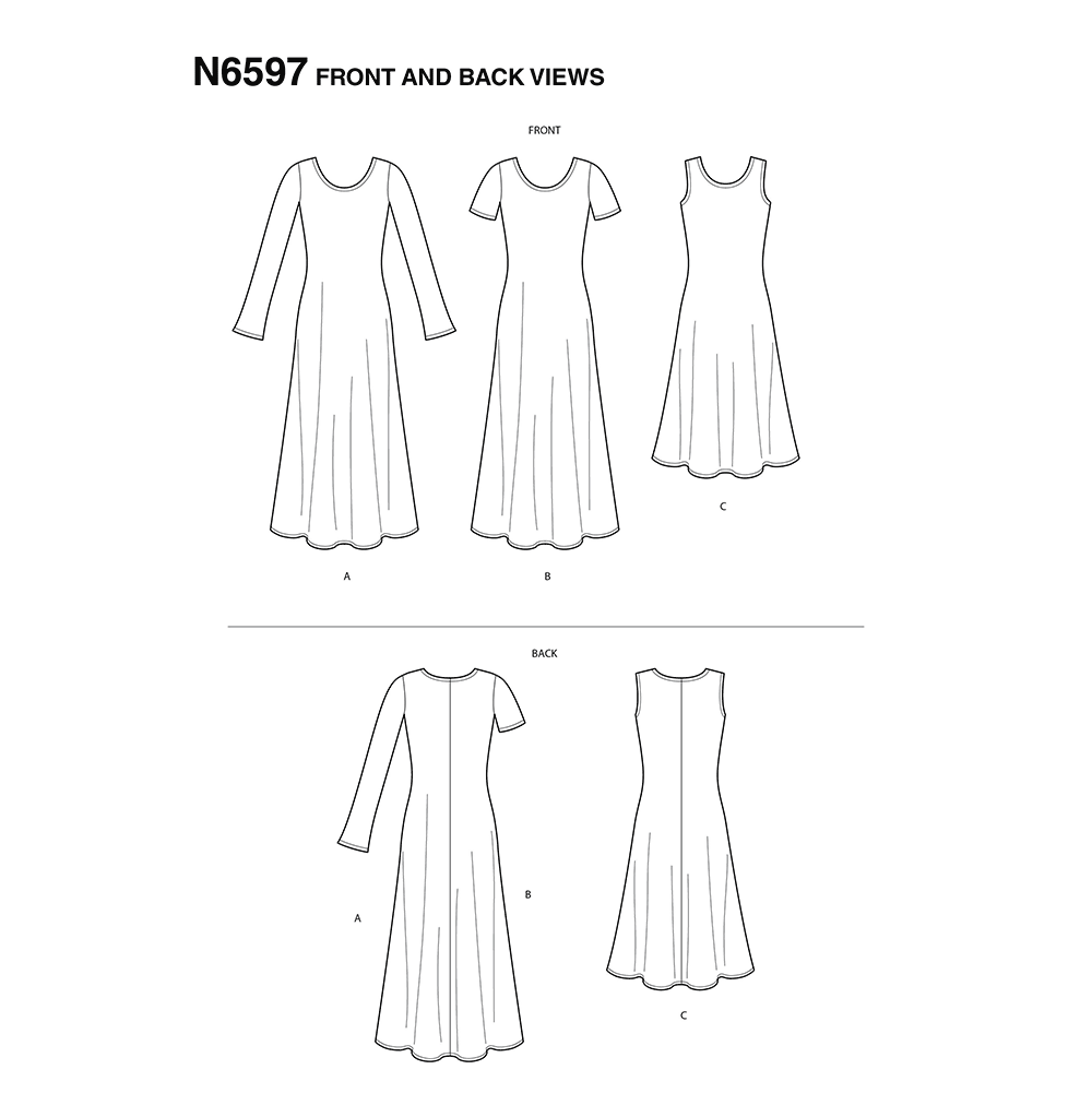 N6597 | New Look Sewing Pattern Misses' Knit Dress | New Look