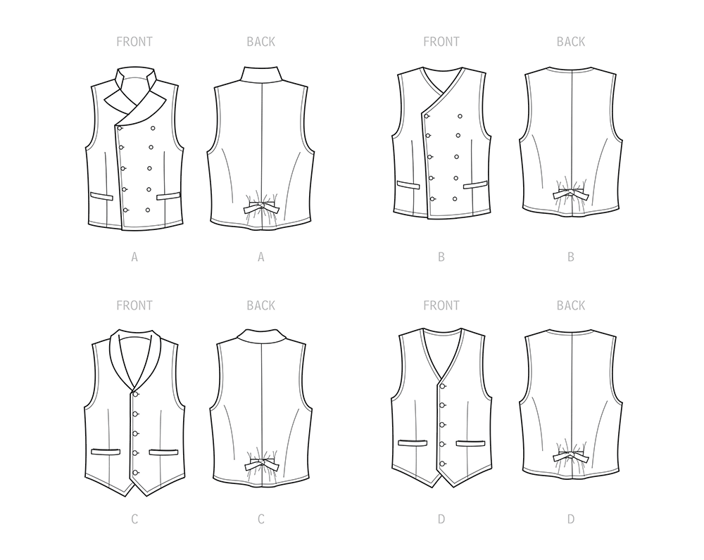 S9457 | Simplicity Sewing Pattern Men's Vests | Simplicity