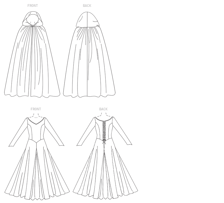B4377 | Floor-Length Cape and Princess Seam Dress | Butterick Patterns