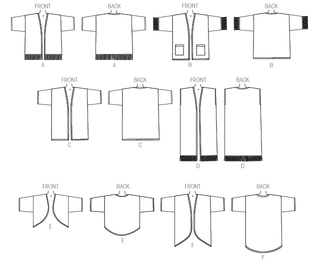 B6176 (PDF) | Misses' Open-Front Kimonos | Butterick Patterns