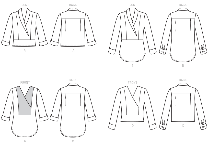 B6417 (PDF) | Misses' Surplice, Paneled Tops | Butterick Patterns