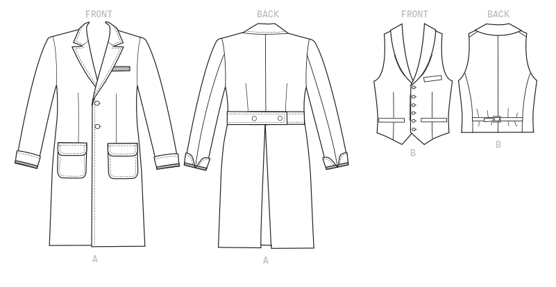 B6502 (PDF) | Men's Single-Breasted Lined Coat and Vest with Back Belt ...