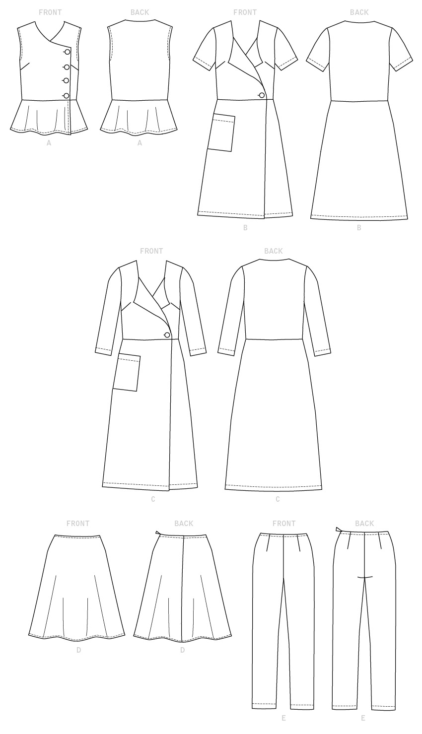 B6670 | Misses' Top, Dress, Skirt and Pants | Butterick Patterns