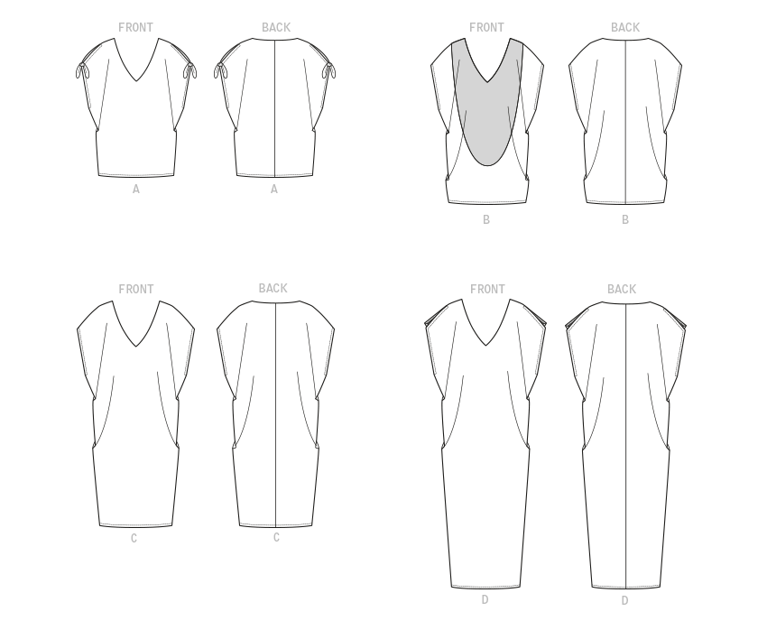 B6853 | Misses' V-Neck Pullover Tunic & Dresses | Butterick Patterns