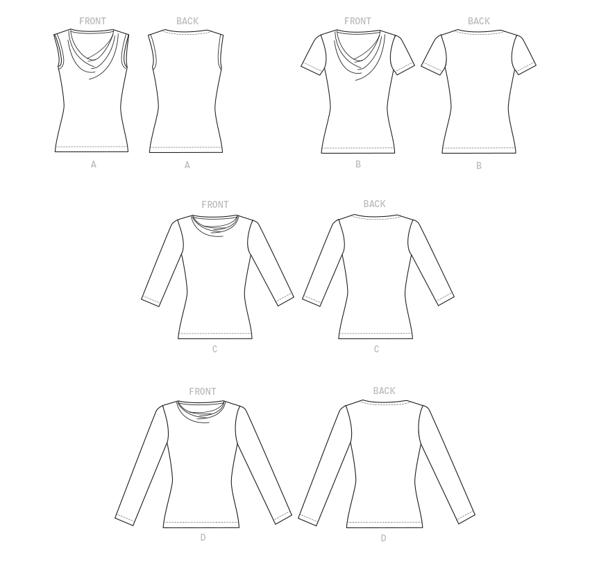 B6847 (PDF) | Misses' Cowl-Neck Tops | Butterick Patterns
