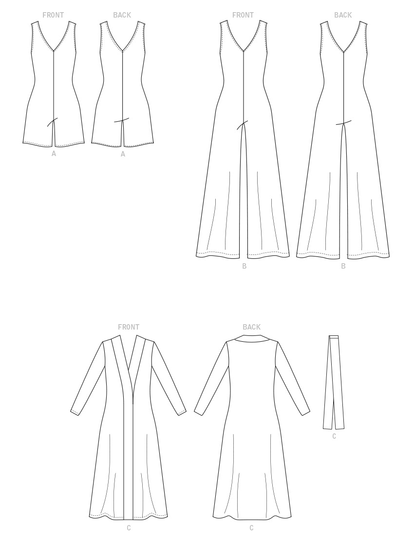 M8245 (PDF) | Misses' Romper, Jumpsuit, Robe and Sash | McCall's Patterns