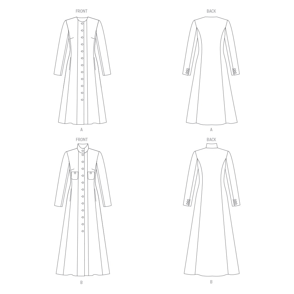 V1926 | Misses' Coat in Two Lengths with Collar Variations | Vogue Patterns