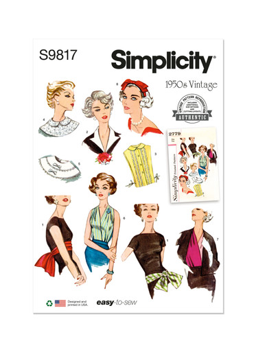 S9817 | Misses' Neckwear, Headband, Dickey and Sash-Belt | Simplicity