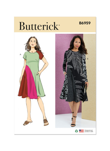 B6959 | Misses' Dress with Short and Long Sleeves | Butterick