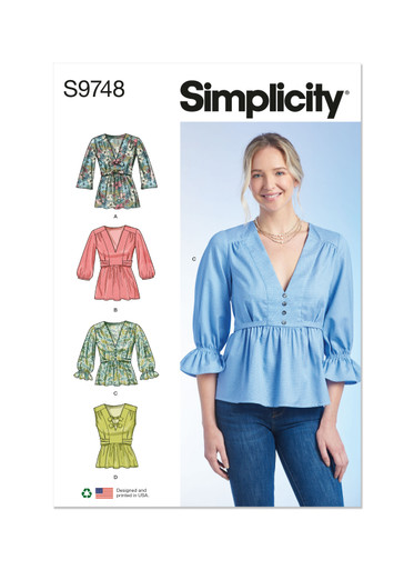 S9748 (PDF) | Misses' Top with Sleeve Variations | Simplicity