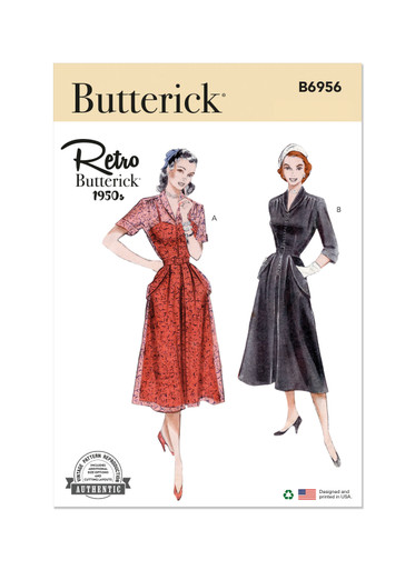 PDF B6956 | Misses' Dress with Sleeve Variations | Butterick