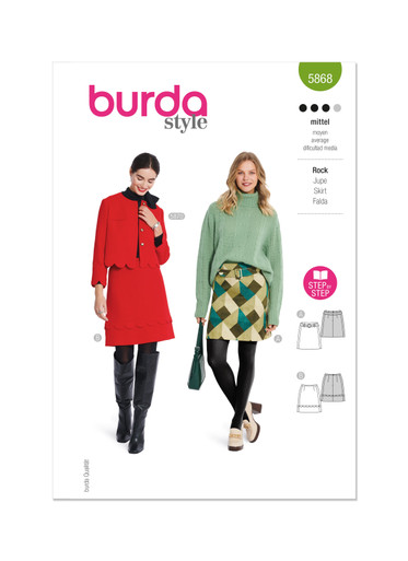 BUR5868 (PDF) | Burda Style Pattern 5868 Misses' Skirt | Burda Style