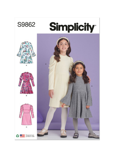 S9862 (PDF) | Children's and Girls' Knit Dresses | Simplicity