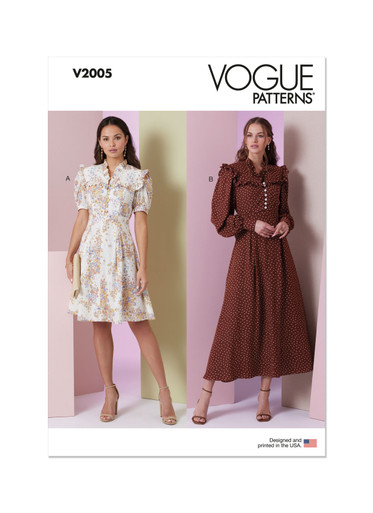 V2005 (PDF) | Misses' Dress in Two Lengths with Sleeve Variations ...