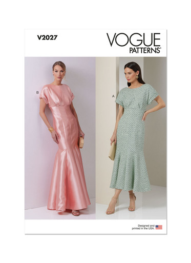 V2027 (PDF) | Vogue Patterns Misses' Dress in Two Lengths | Vogue Patterns