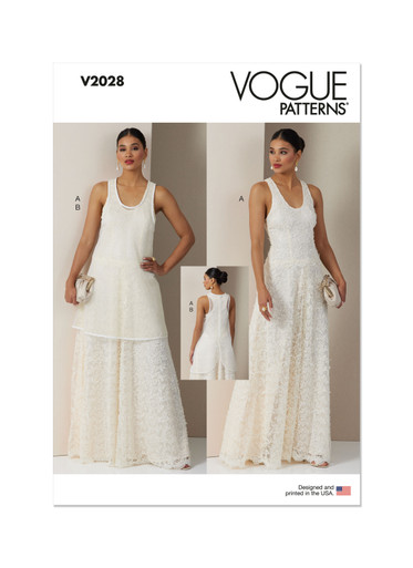 V2028 (PDF) | Vogue Patterns Misses Dress and Overdress | Vogue Patterns