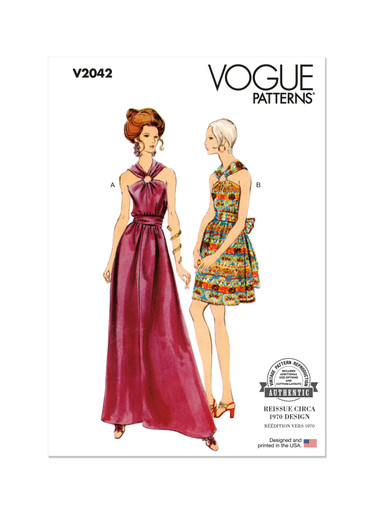 V2042 (PDF) | Vogue Patterns Misses' Dress In Two Lengths | Vogue Patterns