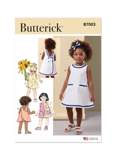 B7003 | Butterick Sewing Pattern Toddlers' Dresses and Panties | Butterick
