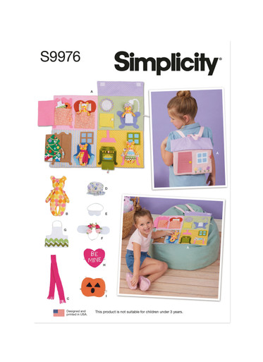 S9976 (PDF) | Simplicity Sewing Pattern Doll House Backpack with Bear | Simplicity