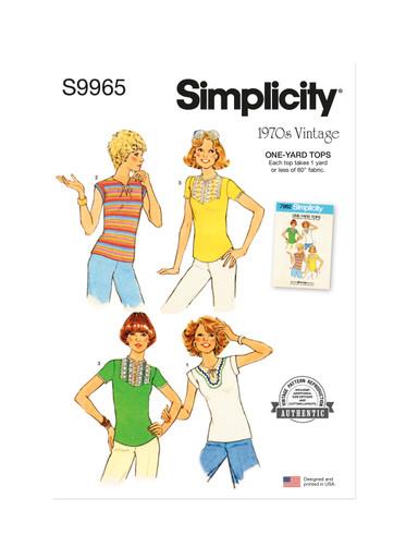 S9965 | Simplicity Sewing Pattern 1970s Misses' Knit Tops | Simplicity