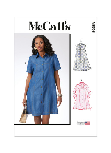 M8508 (PDF) | McCall's Sewing Pattern Misses' Dress with Sleeve ...