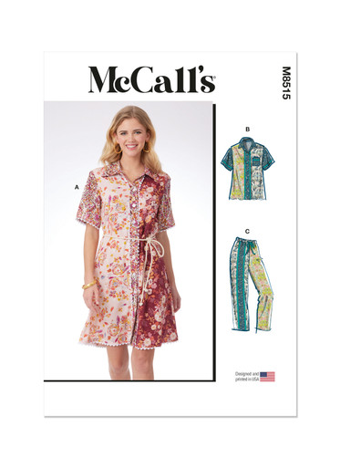 M8515 (PDF) | McCall's Sewing Pattern Misses' Dress, Top and Pants ...