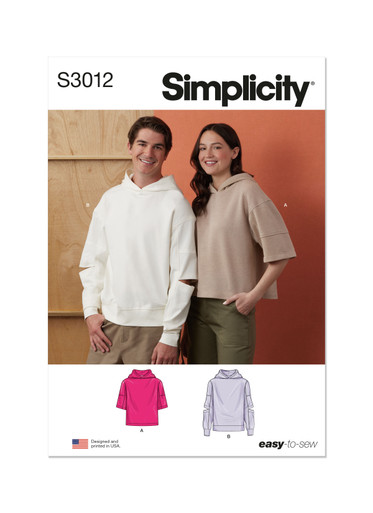 S3012 | Simplicity Sewing Pattern Unisex Hoodies | Simplicity