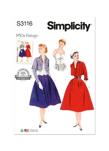 S3116 (PDF) | Simplicity Sewing Pattern 1950s Misses' Bolero Suit and ...