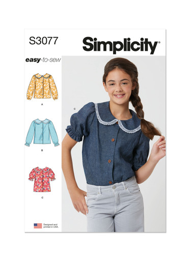 S3077 | Simplicity Sewing Pattern Girls' Tops | Simplicity
