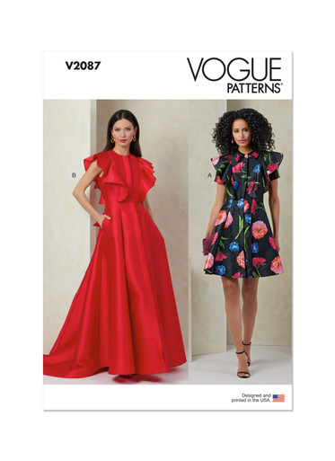 V2087 (PDF) | Vogue Patterns Misses' Dress with Sleeve and Length ...