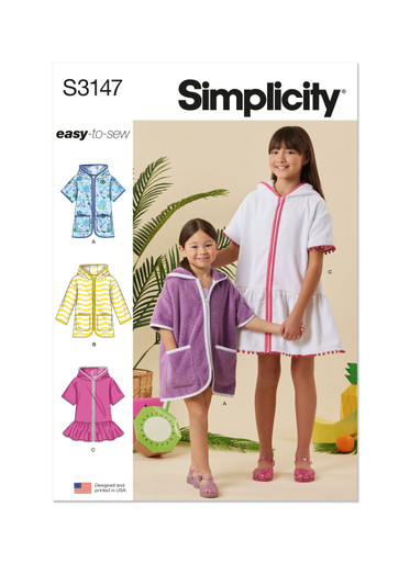 S3147 (PDF) | Simplicity Sewing Pattern Children's and Girls' Hooded ...