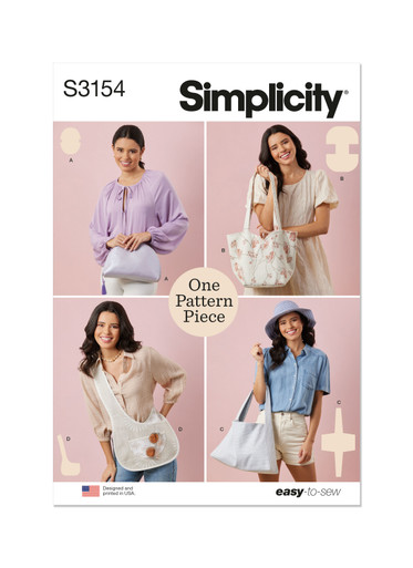 S3154 | Simplicity Sewing Pattern One Pattern Piece Bags | Simplicity