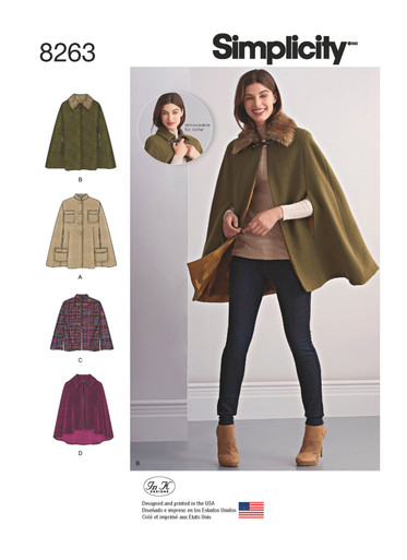S8263 | Simplicity Sewing Pattern Misses' Capes and Capelets | Simplicity