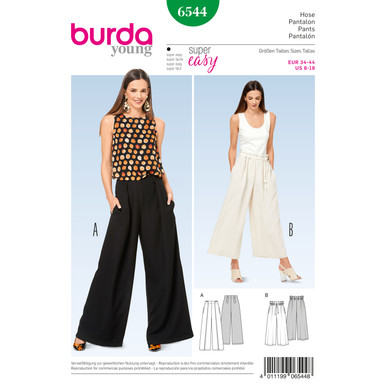 BUR6544 | Burda Style Sewing Pattern Misses' Pants | Burda Style
