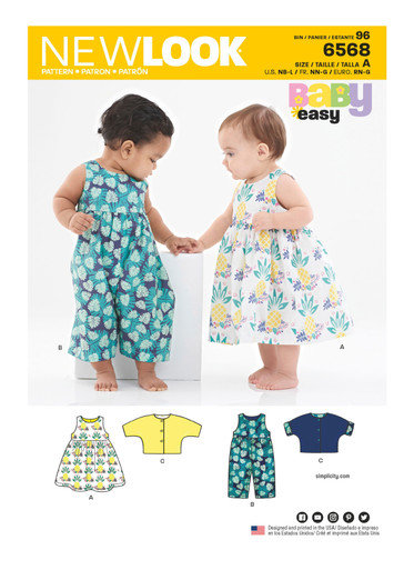N6568 | New Look Sewing Pattern Babies' Dress, Romper and Jacket | New Look