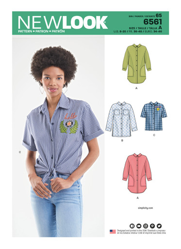 N6561 | New Look Sewing Pattern Misses' Shirts in Three Lengths | New Look