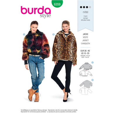 BUR6359 | Burda Style Sewing Pattern Misses' Fur Coats | Burda Style