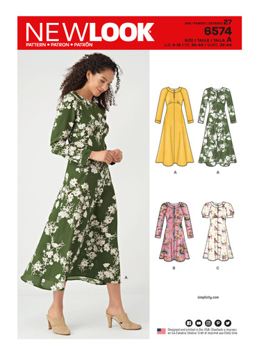 N6574 | New Look Sewing Pattern Misses' Dresses | New Look