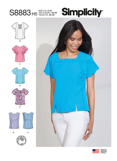 S8883 | Simplicity Sewing Pattern Misses' Tops | Simplicity