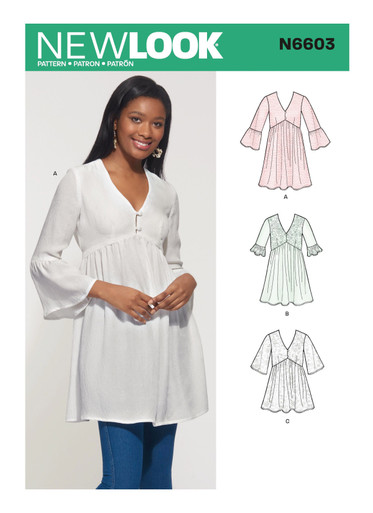 N6603 | New Look Sewing Pattern Misses' Mini Dress, Tunic and Top | New ...