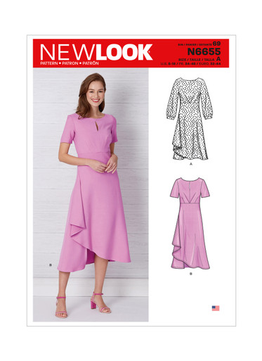 N6655 | New Look Sewing Pattern Misses' Dress In Two Lengths with ...
